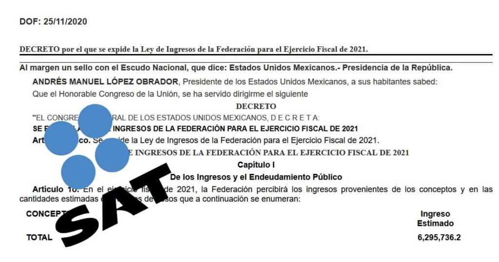 Ley de Ingresos de la Federación para 2021 - Contador Contado