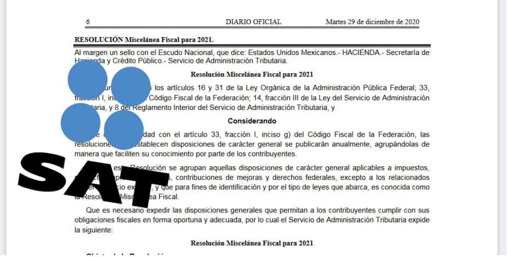 Publicación oficial de la RMF 2021 - Contador Contado